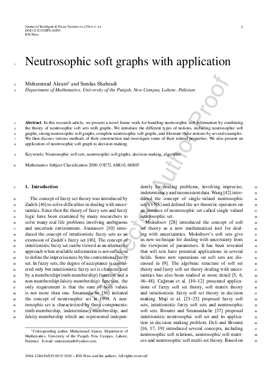 (PDF) Neutrosophic soft graphs with application