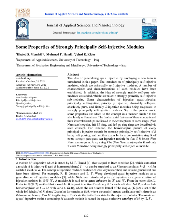 (PDF) Some Properties of Strongly Principally Self-Injective Modules