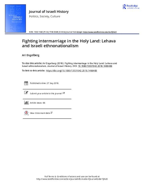 (PDF) Fighting intermarriage in the Holy Land: Lehava and Israeli ...