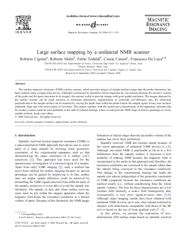 (PDF) Large surface mapping by a unilateral NMR scanner