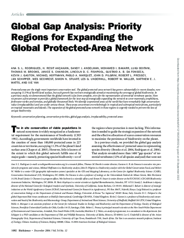 (PDF) Global Gap Analysis: Priority Regions for Expanding the Global ...