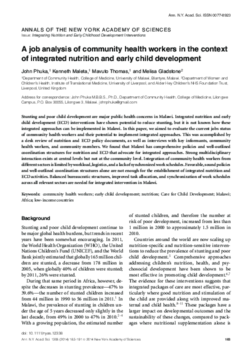 (PDF) A job analysis of community health workers in the context of ...