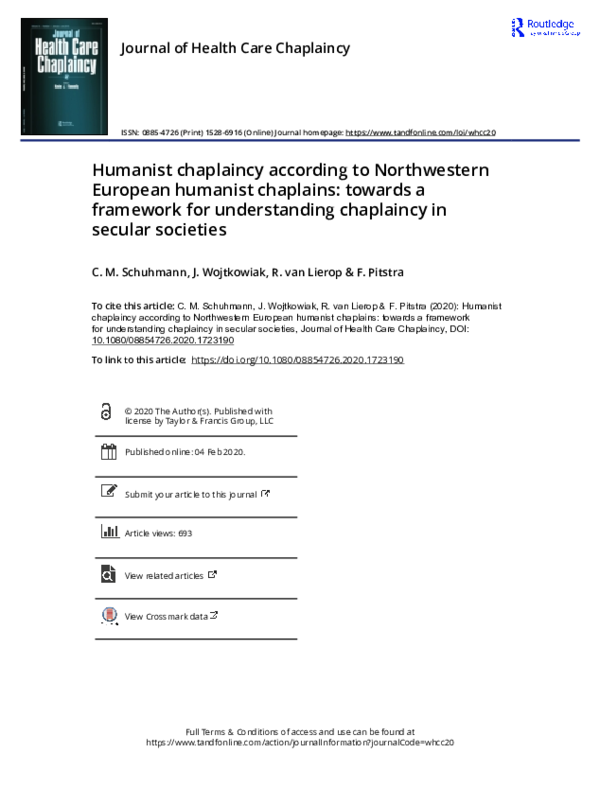 (PDF) Humanist chaplaincy according to Northwestern European humanist ...