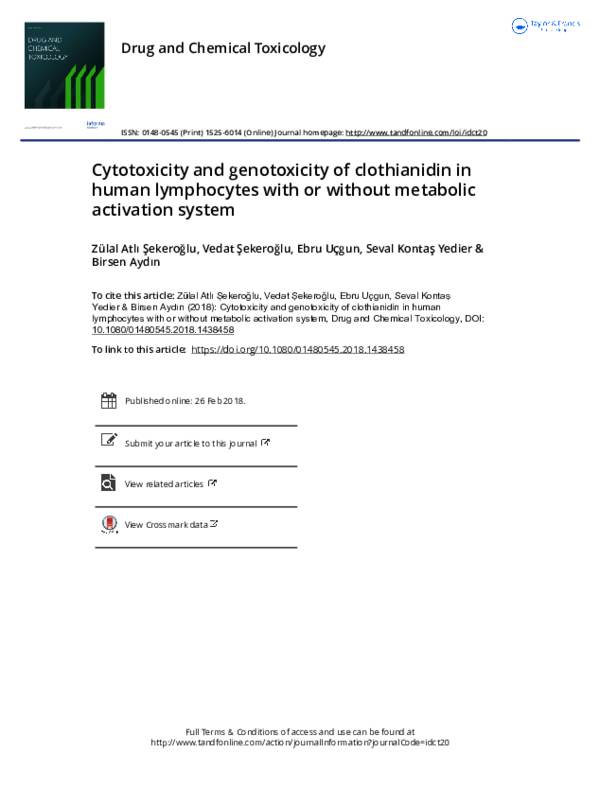 (PDF) Cytotoxicity and genotoxicity of clothianidin in human ...