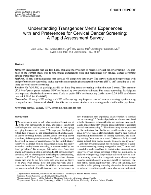(PDF) Understanding Transgender Men's Experiences with and Preferences ...
