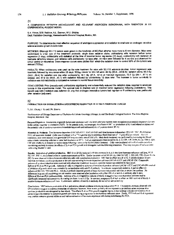 Pdf 31 A Comparison Between Neoadjuvant And Adjuvant Androgen Withdrawal With Radiation In An