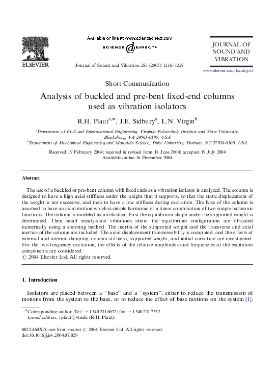 (PDF) Analysis of buckled and pre-bent fixed-end columns used as ...