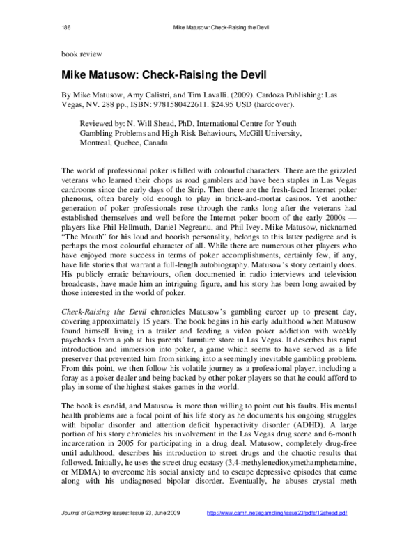 (PDF) Mike Matusow: Check-Raising the Devil