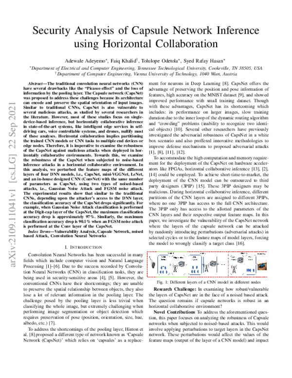 (PDF) Security Analysis of Capsule Network Inference using Horizontal ...