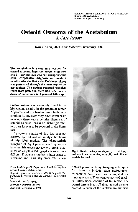 (PDF) Osteoid Osteoma of the Acetabulum