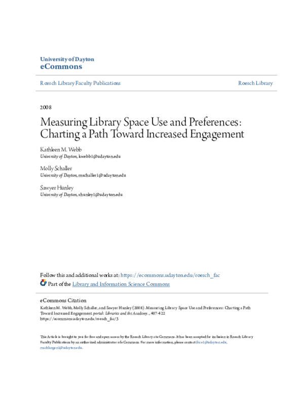 (PDF) Measuring Library Space Use and Preferences: Charting a Path ...