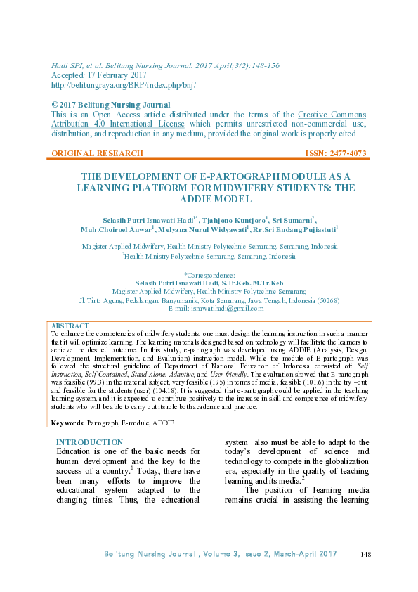 (PDF) The Development of E-Partograph Module as a Learning Platform for ...