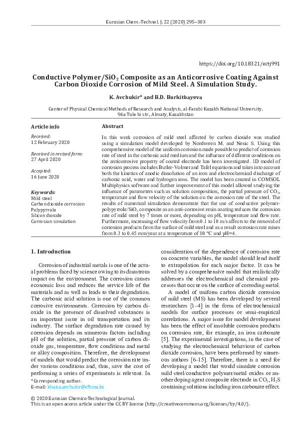Pdf Conductive Polymer Sio2 Composite As An Anticorrosive Coating