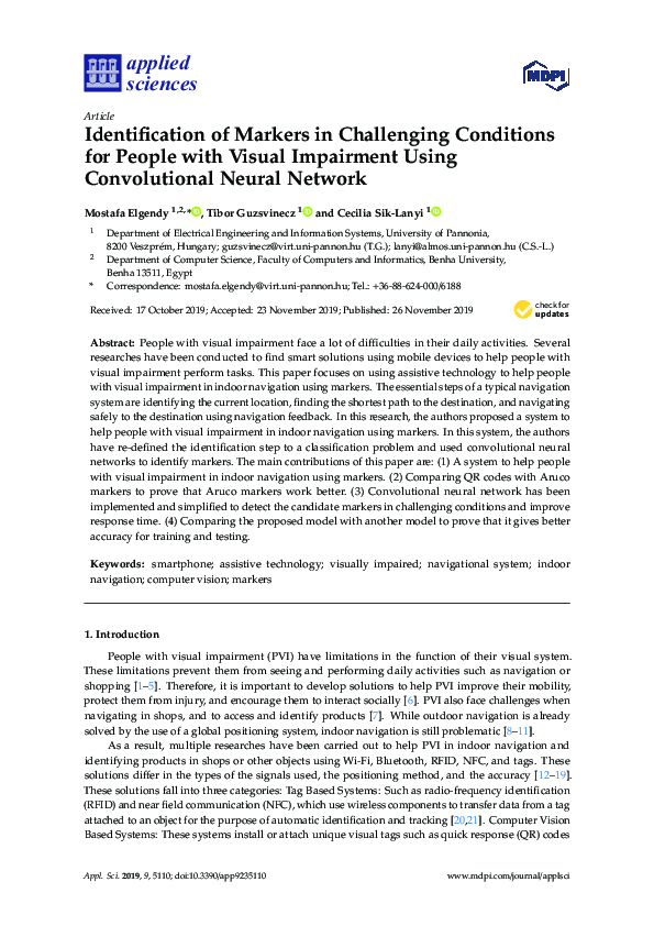 (PDF) Identification of Markers in Challenging Conditions for People with Visual Impairment ...