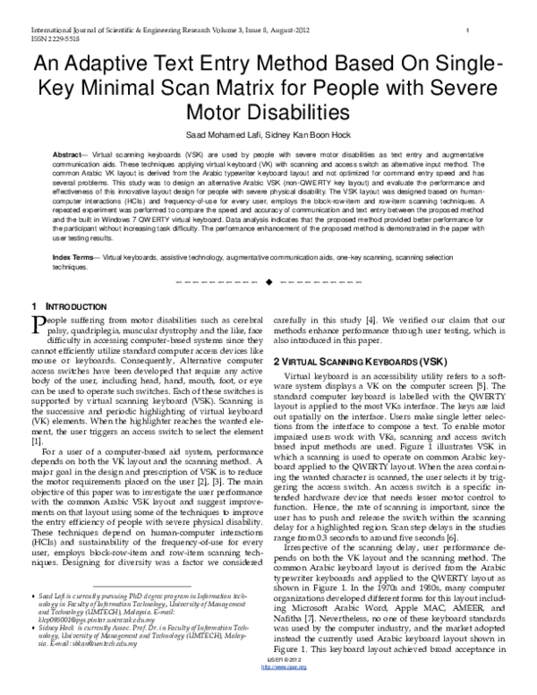 (PDF) An Adaptive Text Entry Method Based On Single- Key Minimal Scan ...