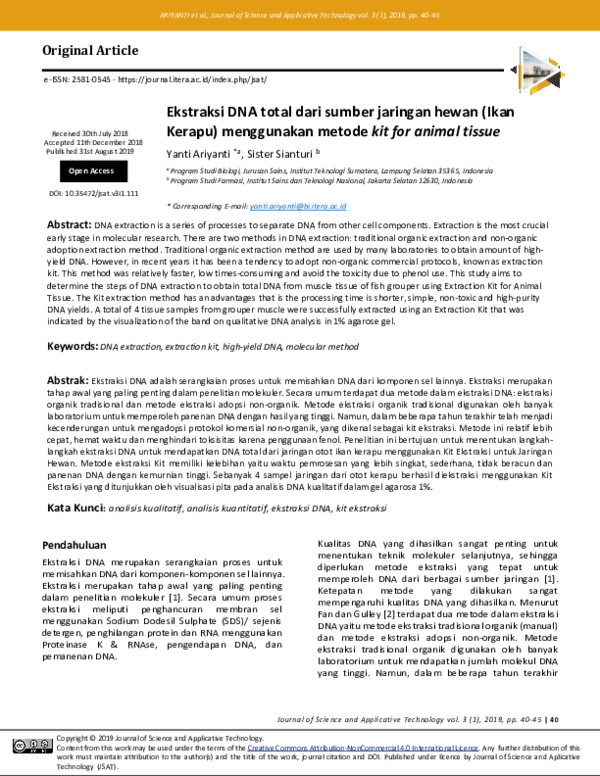 (PDF) Ekstraksi DNA total dari sumber jaringan hewan (Ikan Kerapu ...
