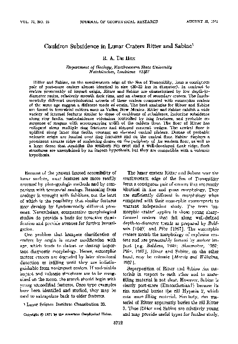 (PDF) Cauldron subsidence in lunar craters Ritter and Sabine