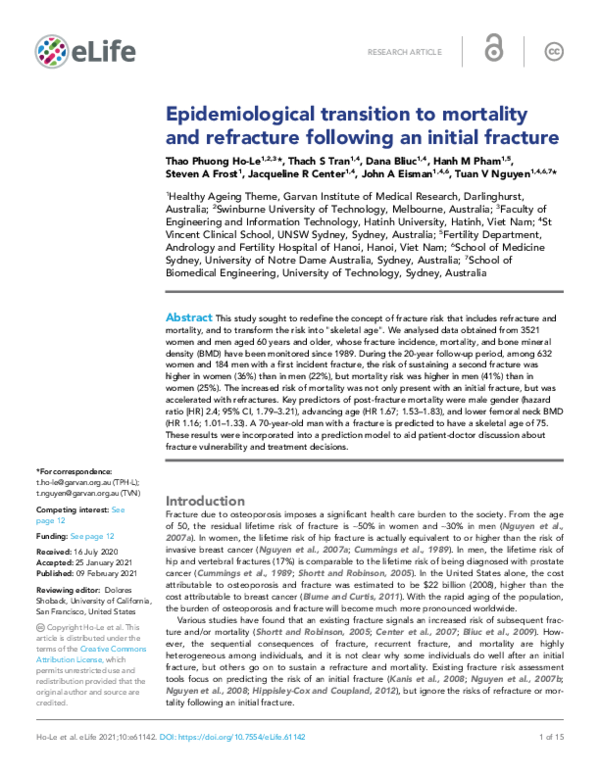 (PDF) Epidemiological transition to mortality and refracture following an initial fracture