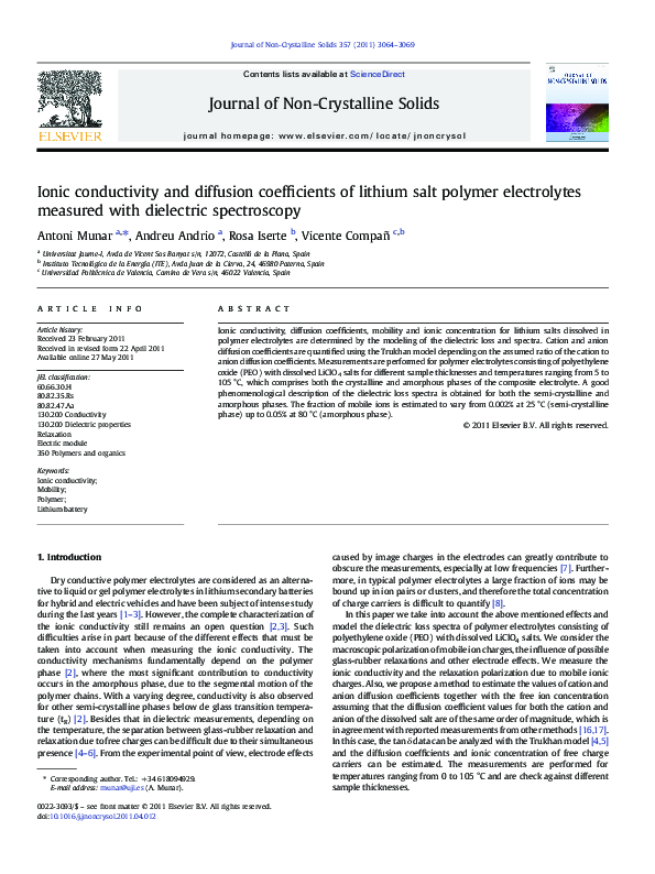 Pdf Ionic Conductivity And Diffusion Coefficients Of Lithium Salt 0061