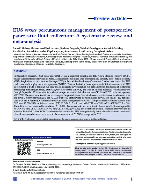 (PDF) EUS versus percutaneous management of postoperative pancreatic ...