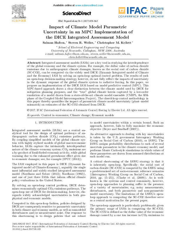 (PDF) Impact of Climate Model Parametric Uncertainty in an MPC Implementation of the DICE ...