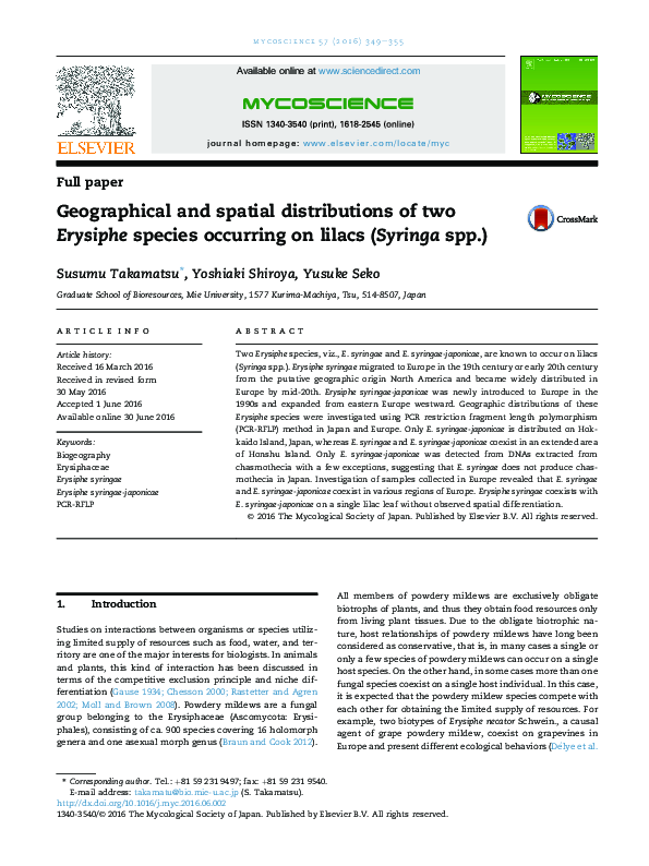 (PDF) Geographical and spatial distributions of two Erysiphe species ...