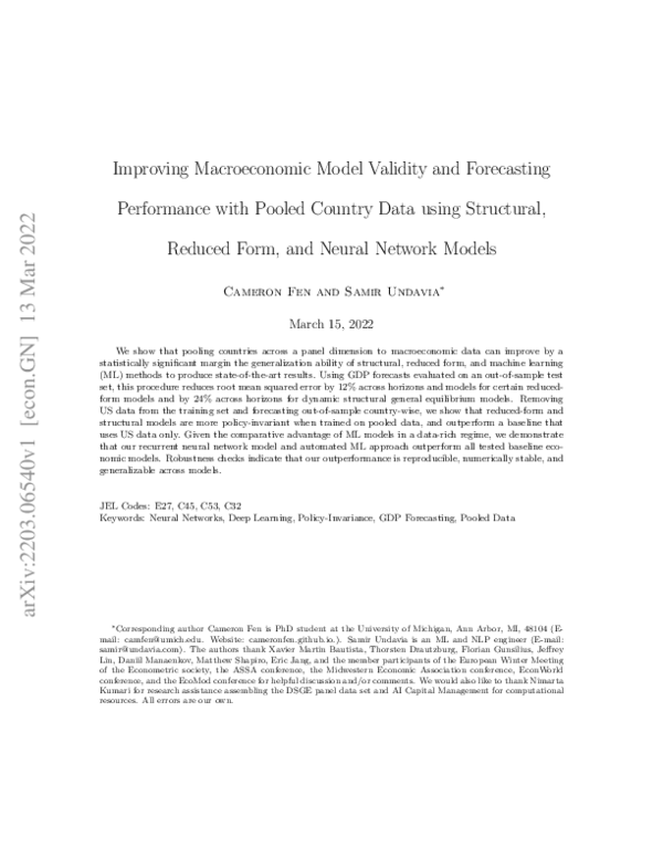 (PDF) Improving Macroeconomic Model Validity and Forecasting Performance with Pooled Country ...