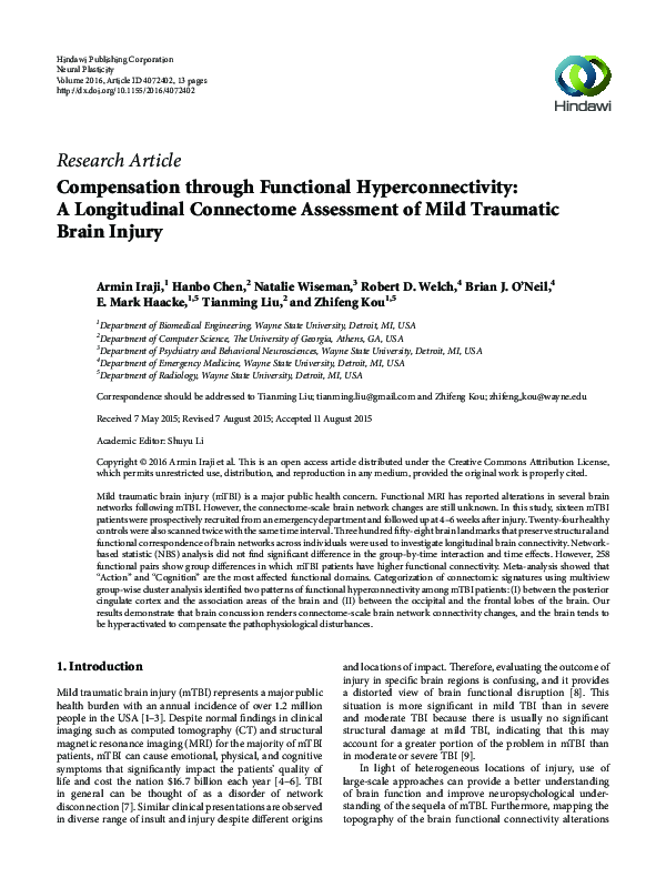 (PDF) Compensation through Functional Hyperconnectivity: A Longitudinal ...