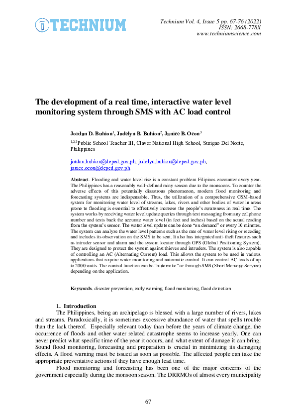 (PDF) The development of a real time, interactive water level ...