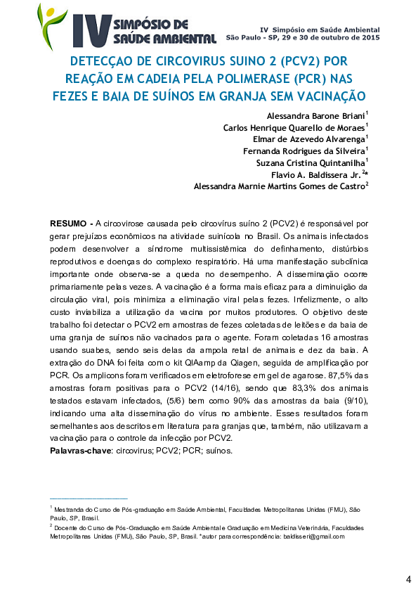 (PDF) Porcine circovirus 2 detection in feces and sty samples from an ...