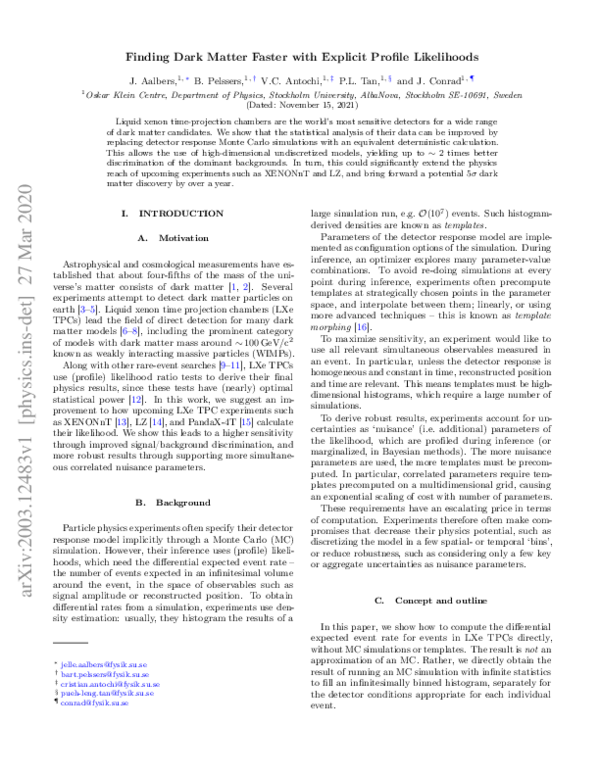 (PDF) Finding dark matter faster with explicit profile likelihoods