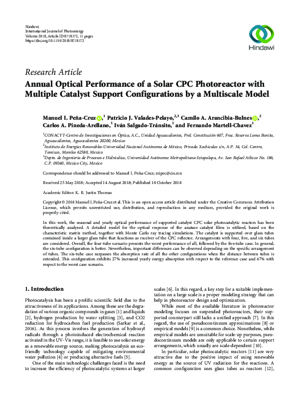 (PDF) Annual Optical Performance of a Solar CPC Photoreactor with Multiple Catalyst Support ...