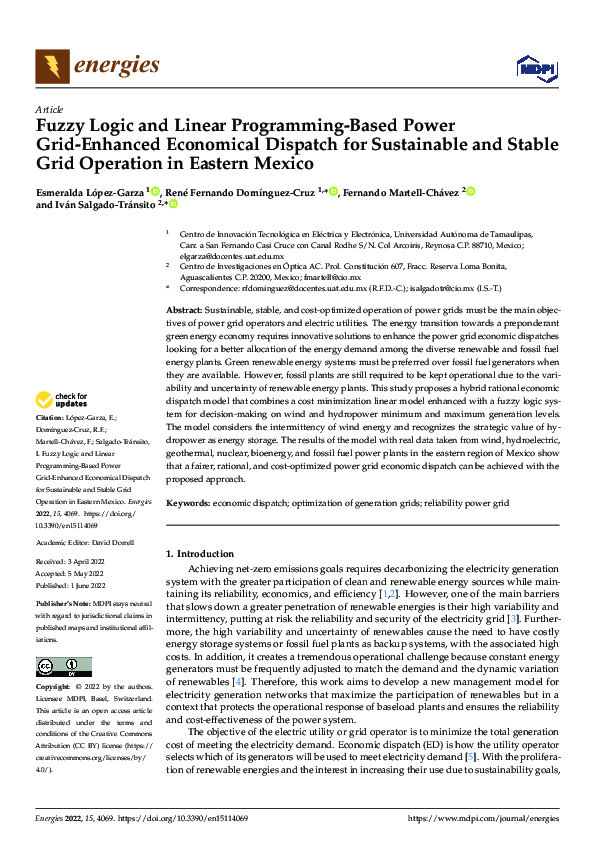 Pdf Fuzzy Logic And Linear Programming Based Power Grid Enhanced Economical Dispatch For