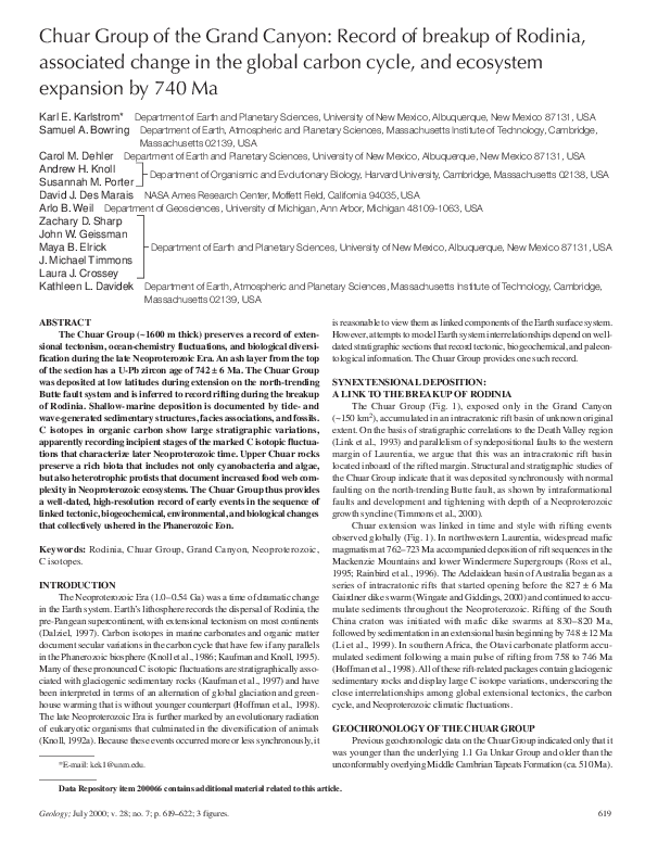 (PDF) Chuar Group of the Grand Canyon: Record of breakup of Rodinia ...