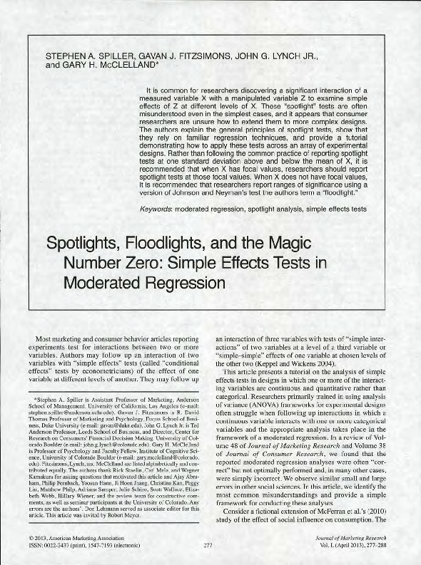 (PDF) Spotlights, Floodlights, and the Magic Number Zero: Simple ...
