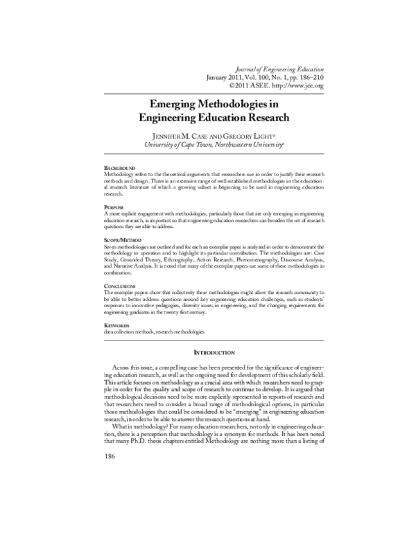 (PDF) Emerging Research Methodologies in Engineering Education Research