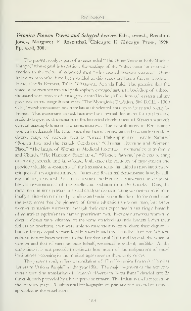 (PDF) Veronica Franco: Poems and Selected Letters