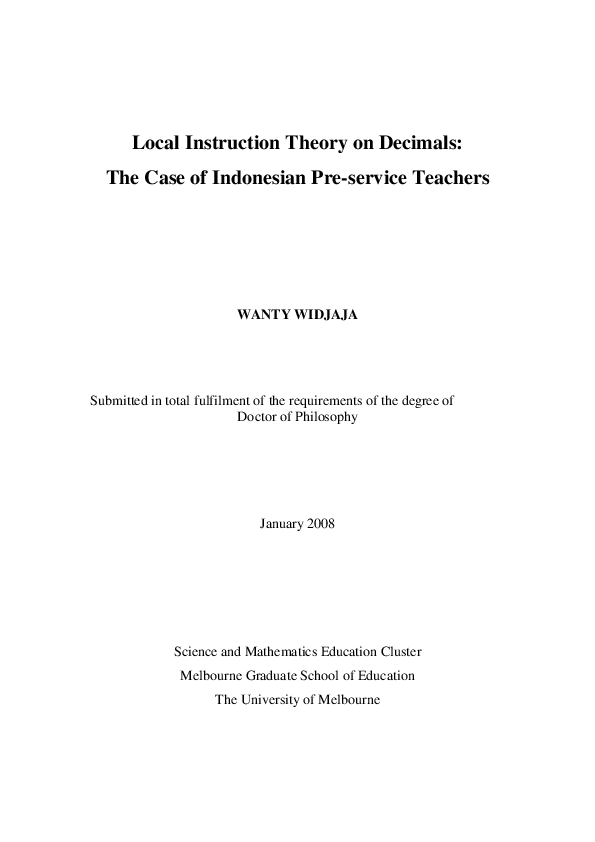 (PDF) Local instruction theory on decimals: The case of Indonesian pre ...
