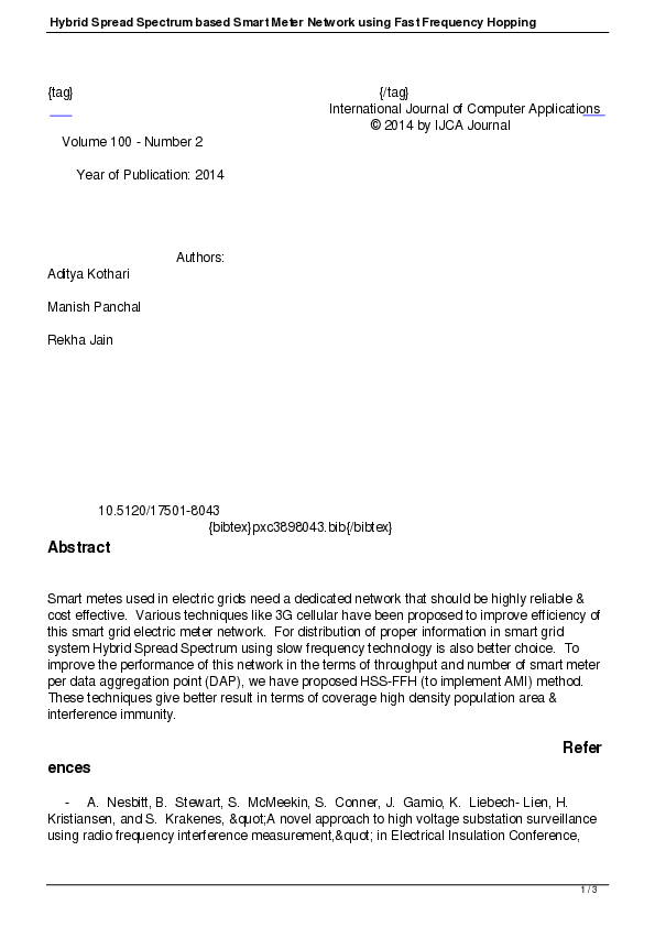 (PDF) Hybrid Spread Spectrum based Smart Meter Network using Fast Frequency Hopping