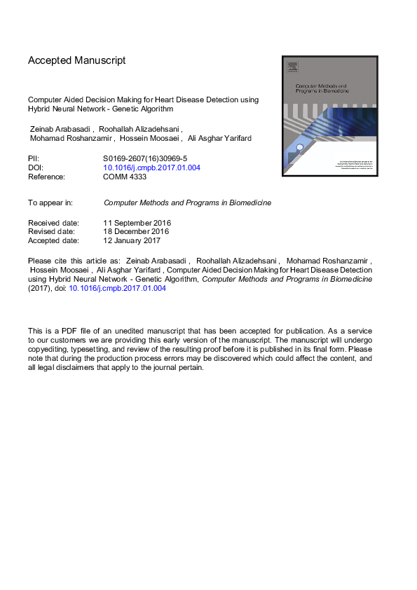 (PDF) Computer aided decision making for heart disease detection using hybrid neural network ...
