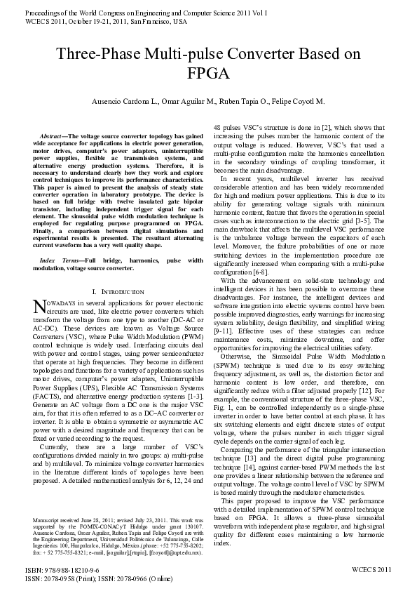 (PDF) Three-Phase Multi-pulse Converter Based on FPGA | Ruben Tapia - Academia.edu
