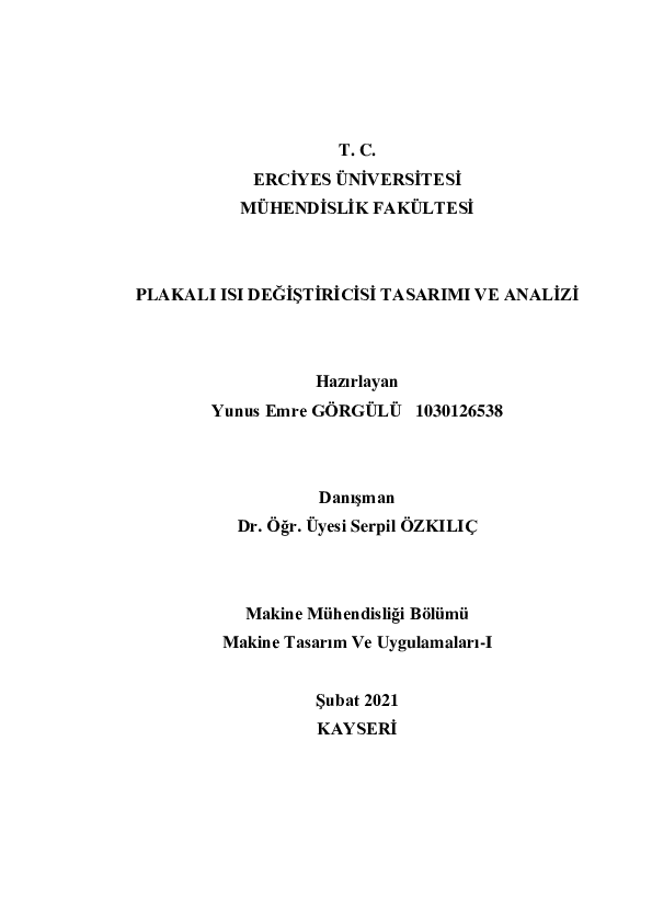 (PDF) PLAKALI ISI DEĞİŞTİRİCİSİ TASARIMI VE ANALİZİ
