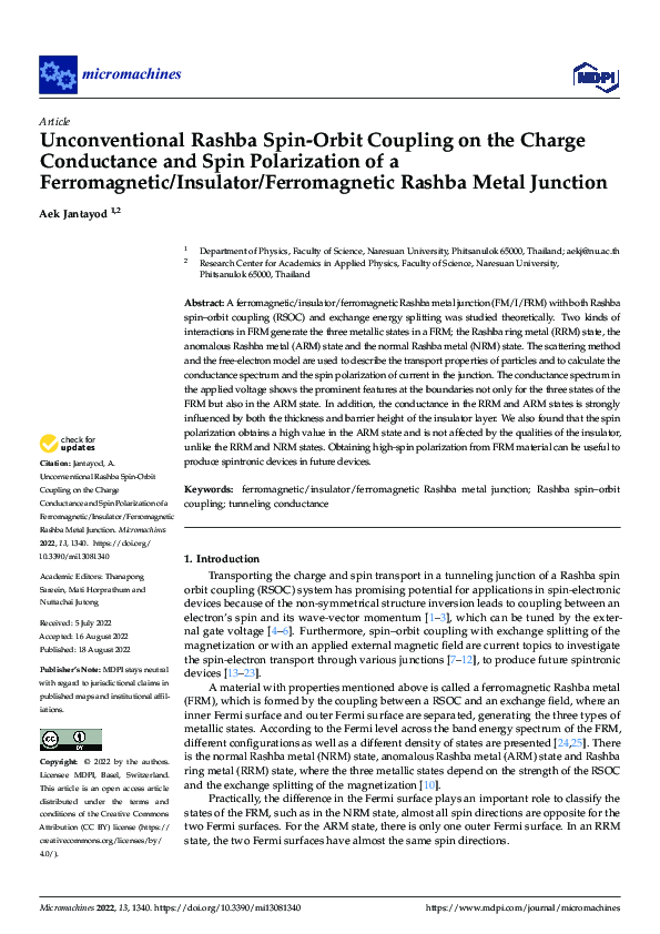 Pdf Unconventional Rashba Spin Orbit Coupling On The Charge Conductance And Spin Polarization