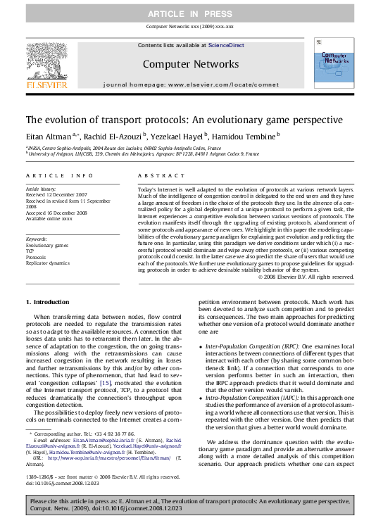 (PDF) The evolution of transport protocols: An evolutionary game perspective