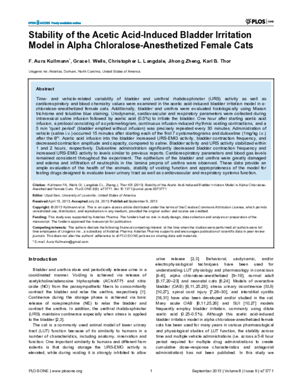 (PDF) Stability of the Acetic Acid-Induced Bladder Irritation Model in ...