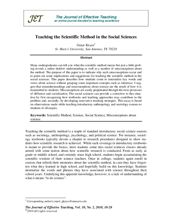 (PDF) Teaching the Scientific Method in the Social Sciences