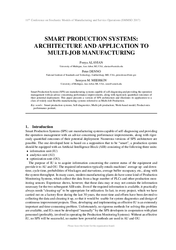 (PDF) Smart Production Systems: Architecture and Application to multi ...