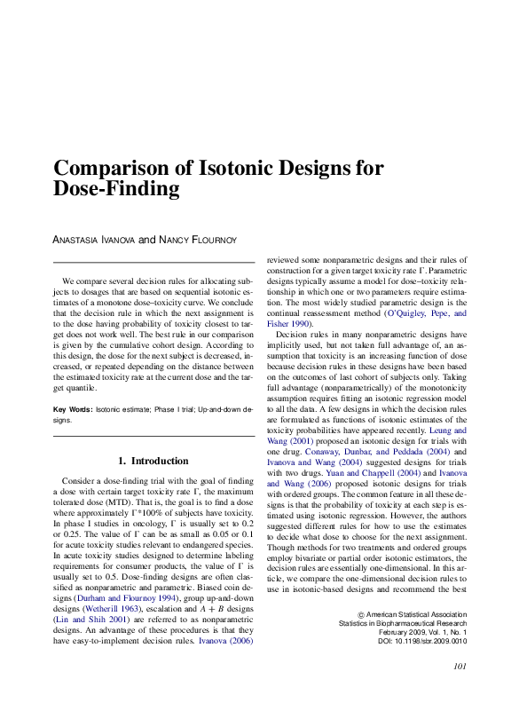 (PDF) Comparison of Isotonic Designs for Dose-Finding