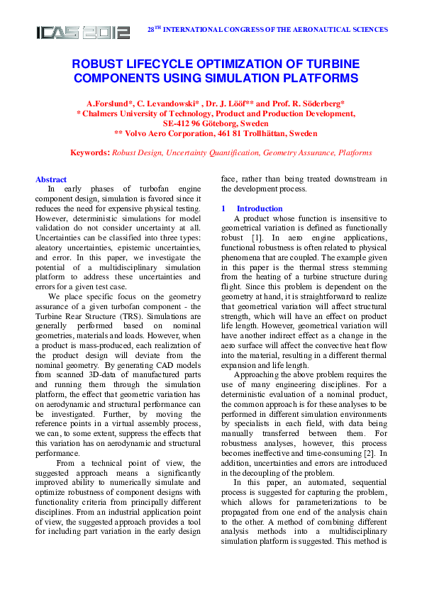 (PDF) Robust lifecycle optimization of turbine components using simulation platforms