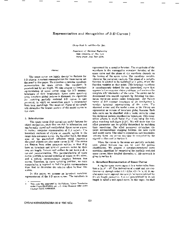 (PDF) Representation and recognition of 3D curves